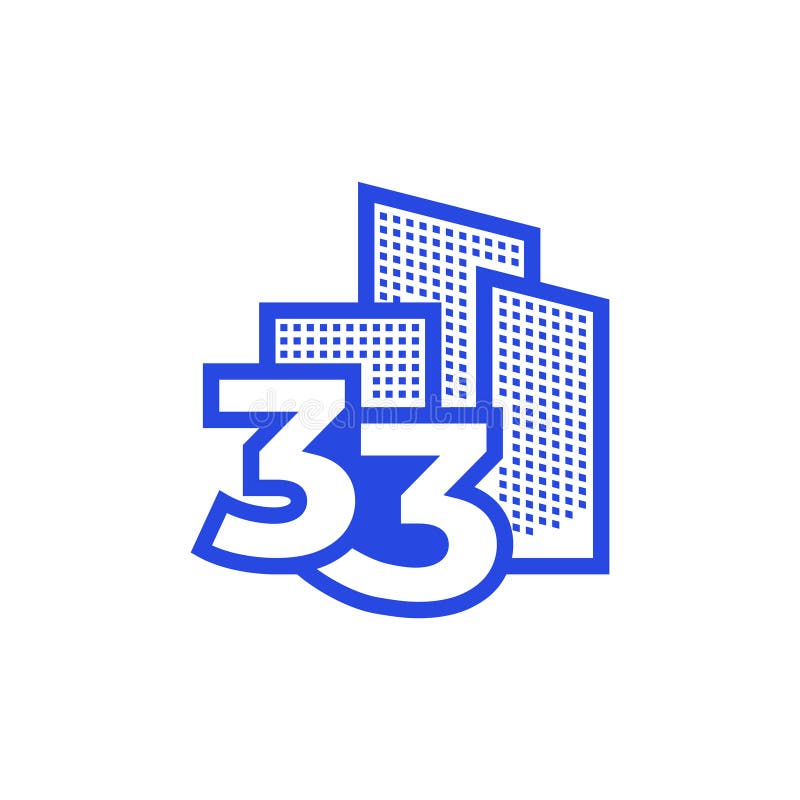 Number 33 with Building Logo Design Vector Graphic Symbol Icon ...