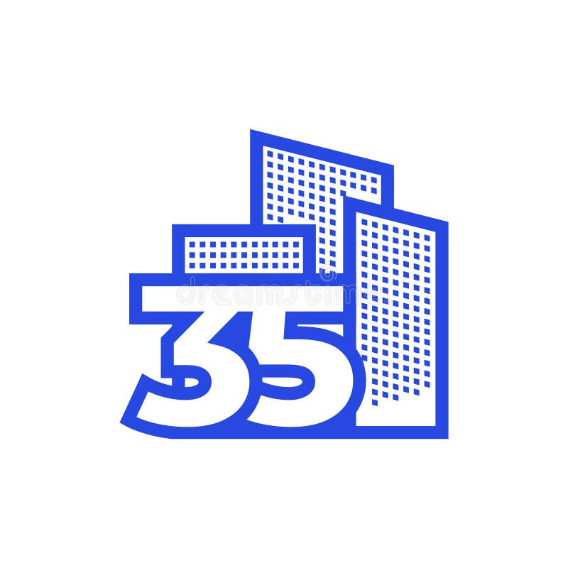 Number 35 with Building Logo Design Vector Graphic Symbol Icon ...