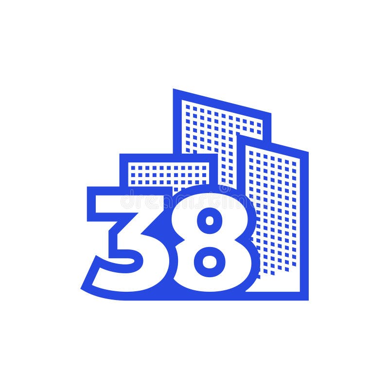 Number 38 with Building Logo Design Vector Graphic Symbol Icon ...