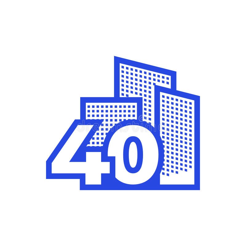 Number 40 with Building Logo Design Vector Graphic Symbol Icon ...