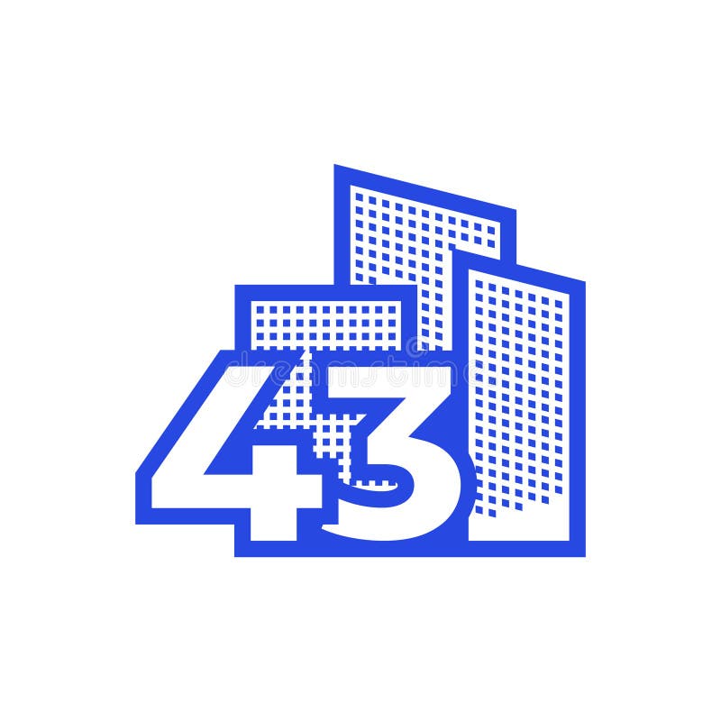 Number 43 with Building Logo Design Vector Graphic Symbol Icon ...