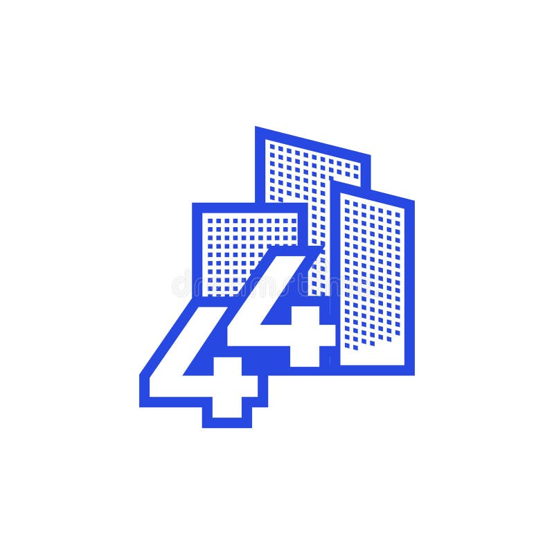 Number 44 with Building Logo Design Vector Graphic Symbol Icon ...