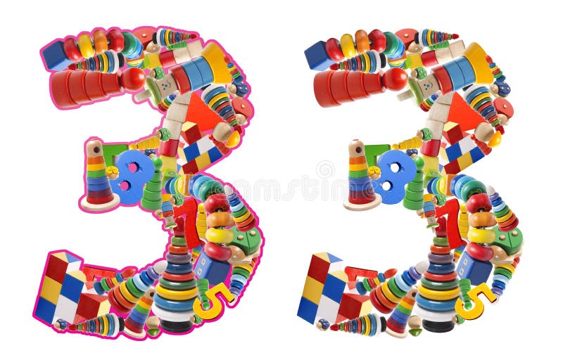 Number 3 Built from Wooden Toys Stock Image - Image of little, blue ...