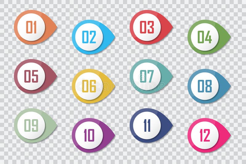 Number Bullet Point Colorful 3d Markers 1 To 12 Vector Stock Vector ...