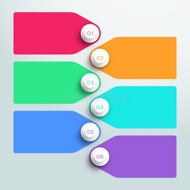 Number Bullet Points 1 To 6 Stacked with Text Boxes Stock Vector ...