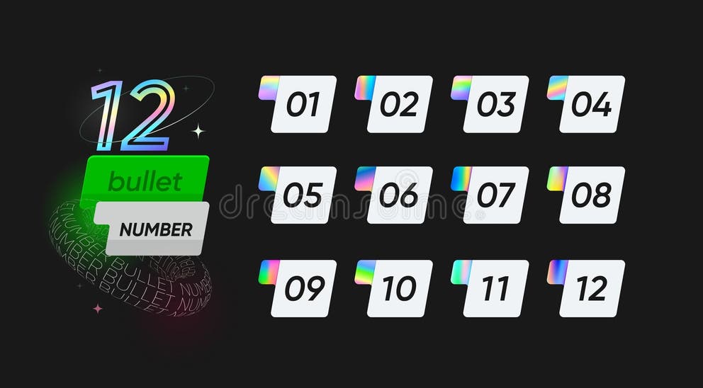 Number Bullet Points Vector Numbered Buttons Set Stock Vector ...