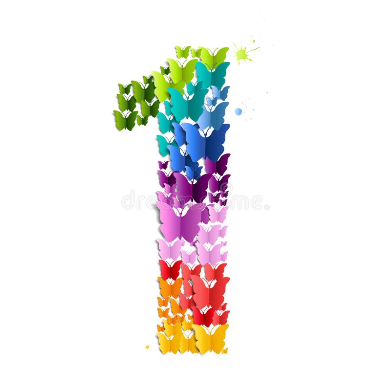 Number 1 from Butterfly stock vector. Illustration of insect - 195378778