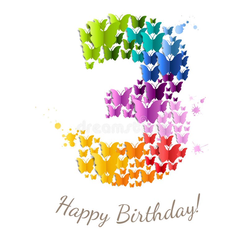 Number 3 from Butterfly stock vector. Illustration of decoration ...