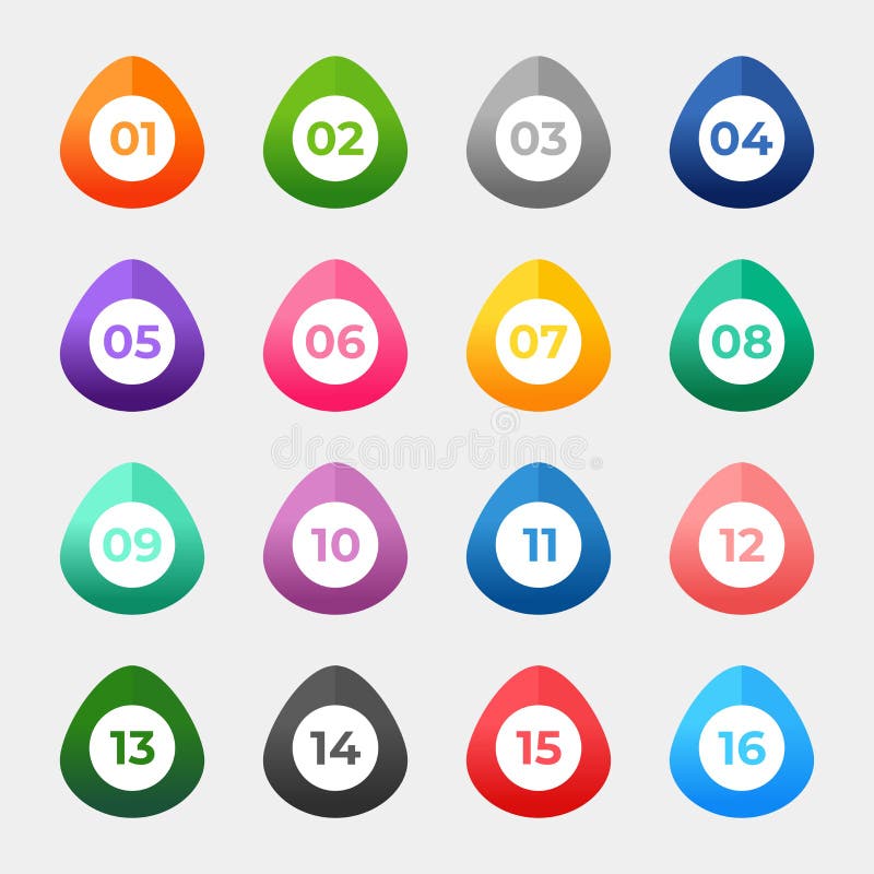 Number Button Collection, Colored Vector Image Stock Illustration ...