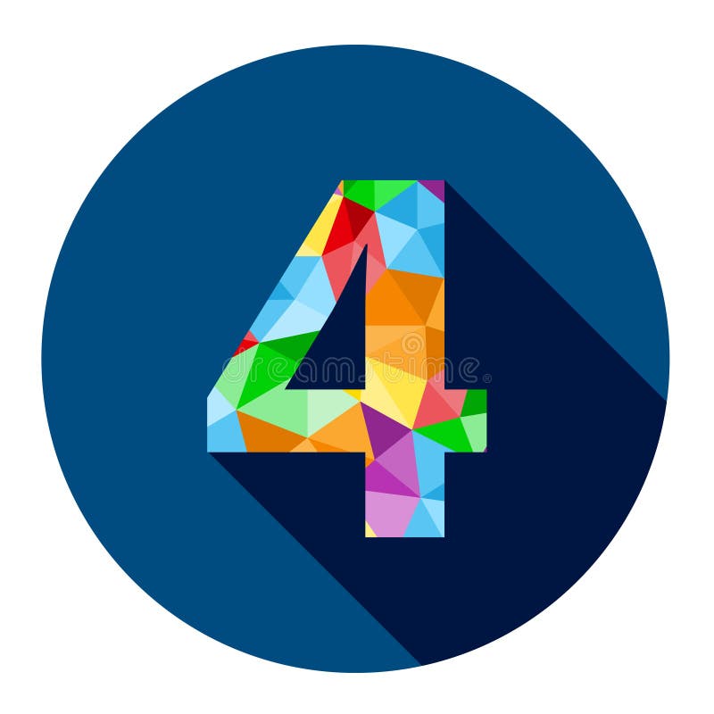 Number 4 Button with Colorful Polygon Pattern Stock Illustration ...