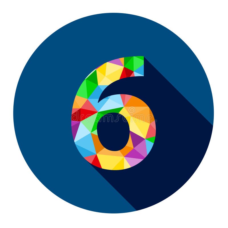 Number 6 Button with Colorful Polygon Pattern Stock Illustration ...