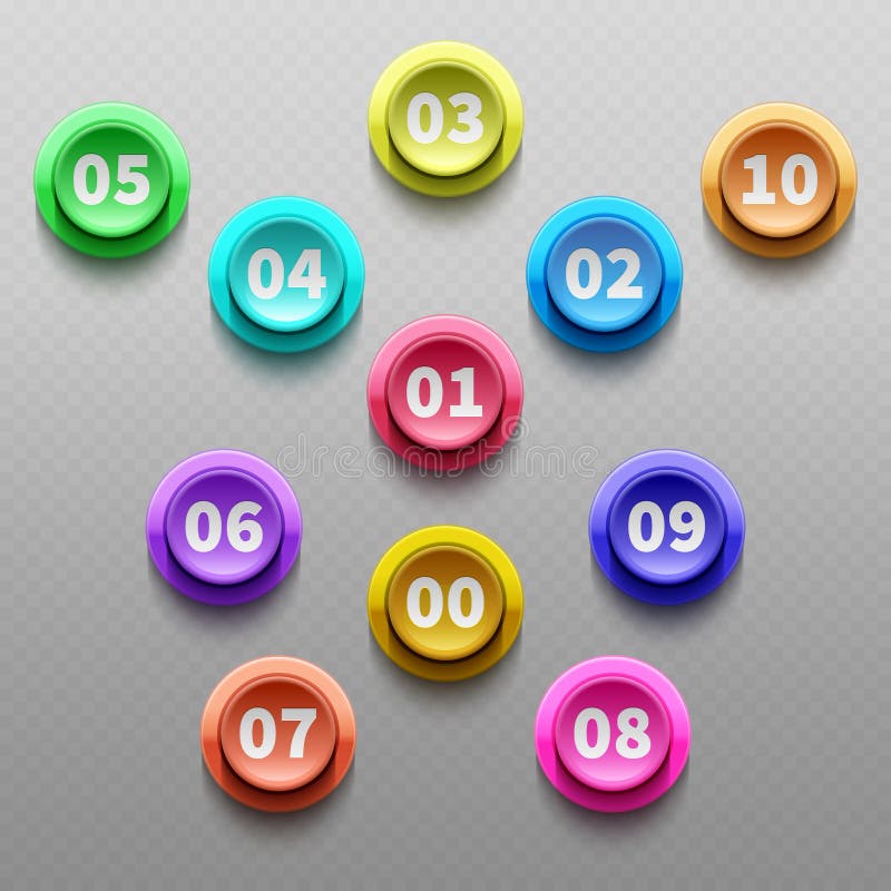 Number Buttons, 3d Pointing Bullets Vector Set Stock Vector ...