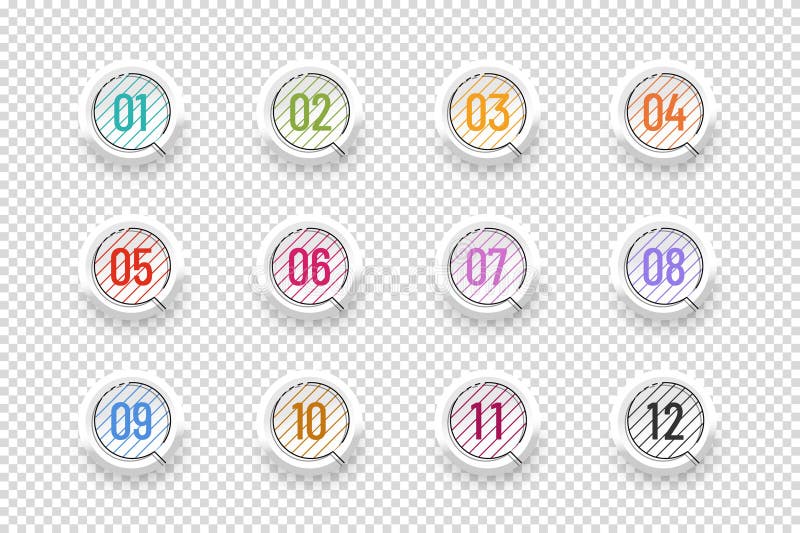 Number Buttons Set - Different Colorful Vector Illustrations Isolated ...