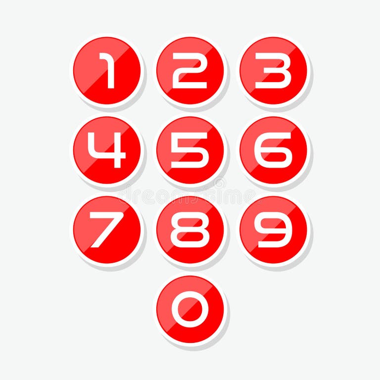Number Buttons Set Icon Sticker Stock Vector - Illustration of sign ...