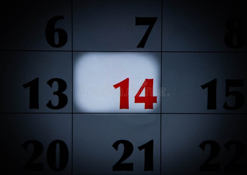The Number 14 in the Calendar is Highlighted in Red. Calendar for Plans ...