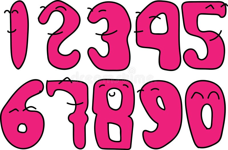 Smile Numbers, Digits Isolated On White Background Stock Vector ...