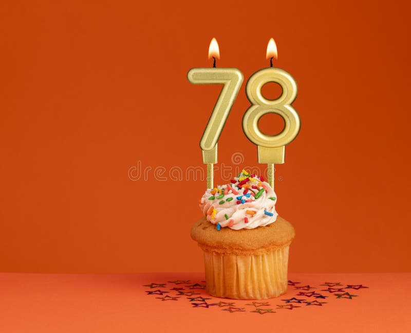Number 78 Candle - Birthday Card Design in Orange Background Stock ...