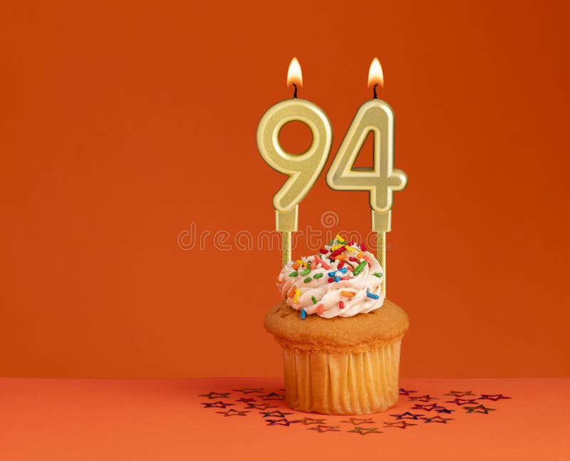 Number 94 Candle - Birthday Card Design in Orange Background Stock ...