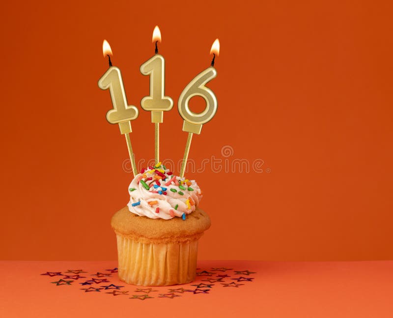 Number 116 Candle Birthday Card Design Orange Background Stock Photos ...