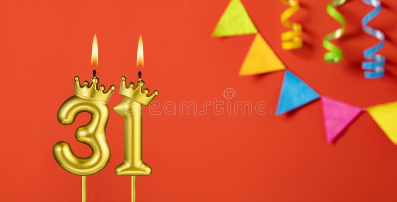 Number 31 Candle Birthday Celebration Orange Background Pennants Stock ...