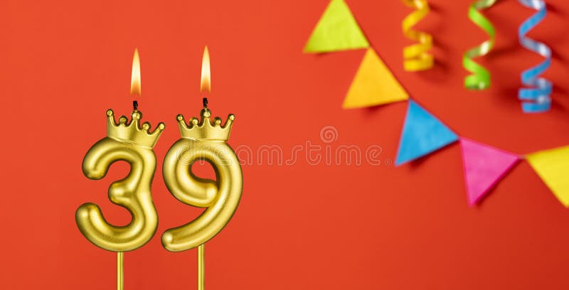 Number 39 Candle Birthday Celebration Orange Background Pennants Stock ...