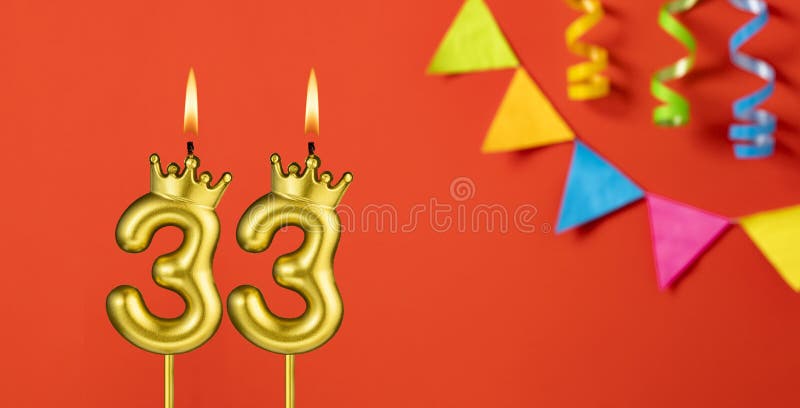 Number 33 Candle Birthday Celebration Orange Background Pennants Stock ...