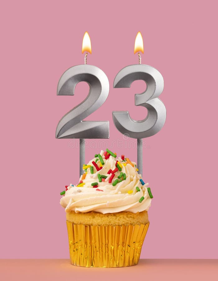 Number 23 Candle with Cupcake - Birthday Card Stock Image - Image of ...
