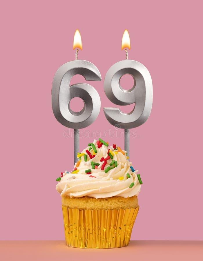 Number 69 Candle with Cupcake - Birthday Card Stock Photo - Image of ...