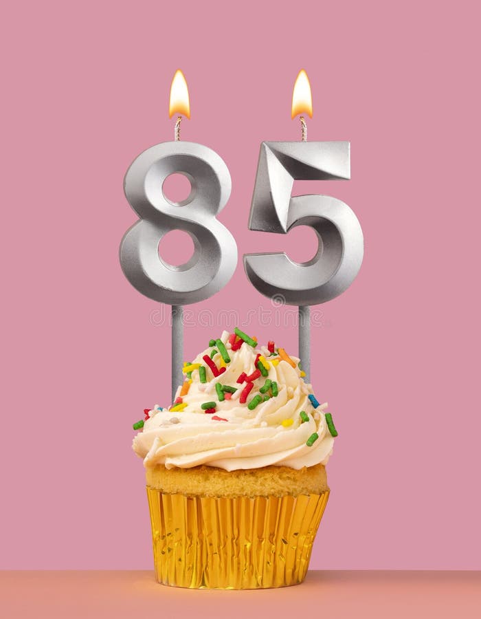 Number 85 Candle with Cupcake - Birthday Card Stock Photo - Image of ...