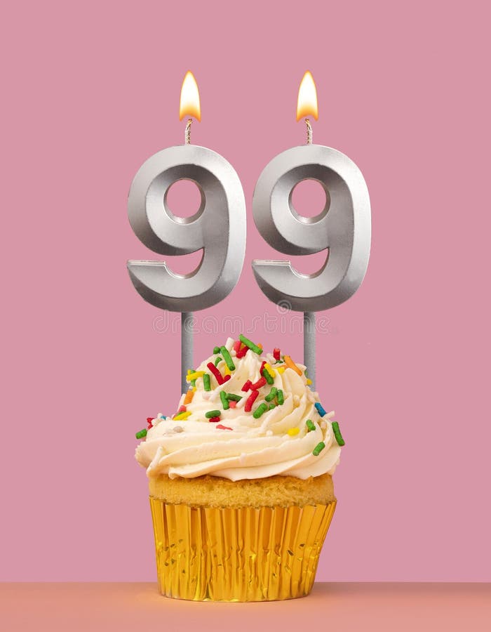 Number 99 Candle with Cupcake - Birthday Card Stock Image - Image of ...