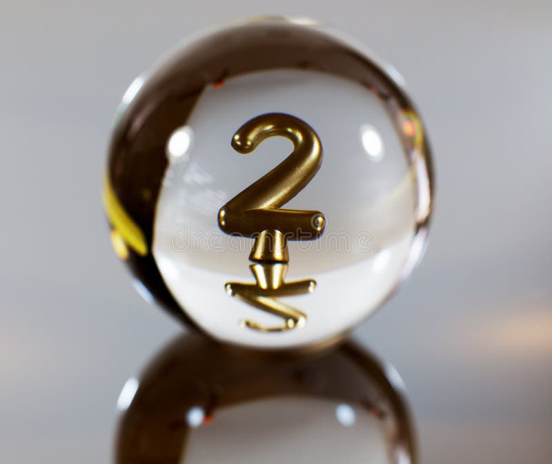 Number 2 from a Candle in the Reflection of the Crystal Ball Stock ...