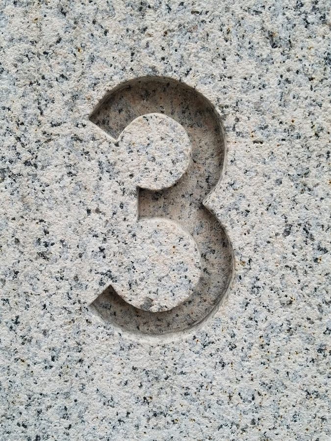 Number 3 Carved in Stone Pink Granite Stock Photo - Image of numbers ...