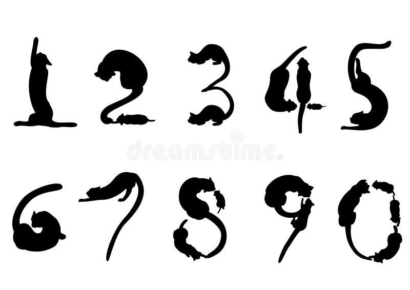 Number of cat silhouette stock vector. Illustration of cute - 48486426
