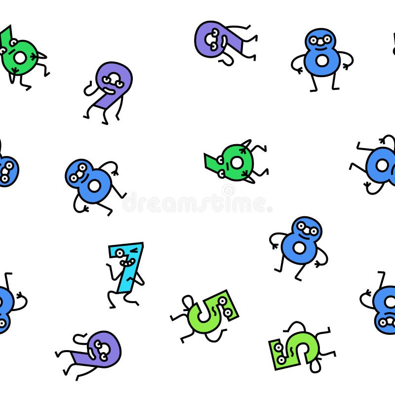 Number Character Cute Vector Seamless Pattern Stock Illustration ...