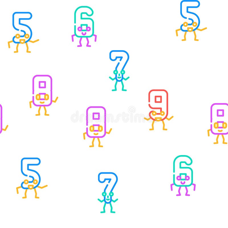 Number Character Cute Vector Seamless Pattern Stock Vector ...