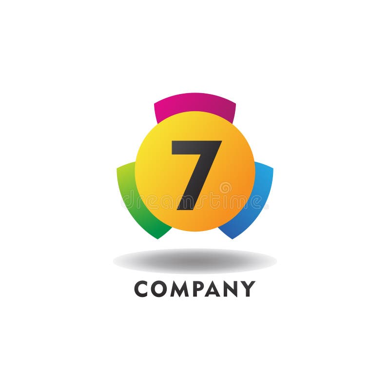 Number 7 Cheerful Logo Concept, Colorful Numeric Logo Design Template ...