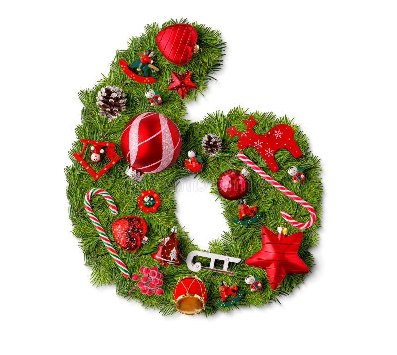 Number 6. Christmas Tree Decoration Stock Photo - Image of decorative ...