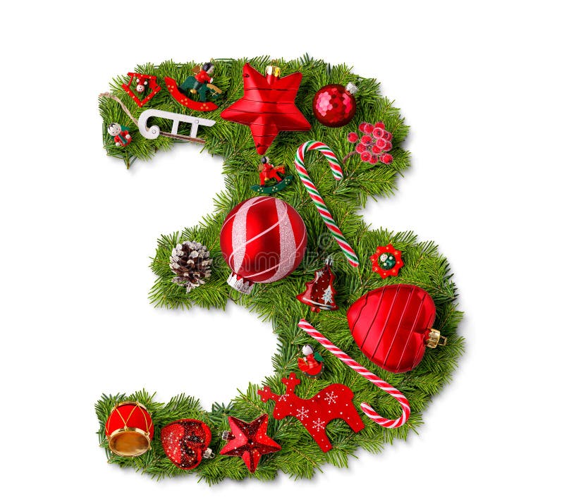 Number 3. Christmas Tree Decoration Stock Photo - Image of branch ...