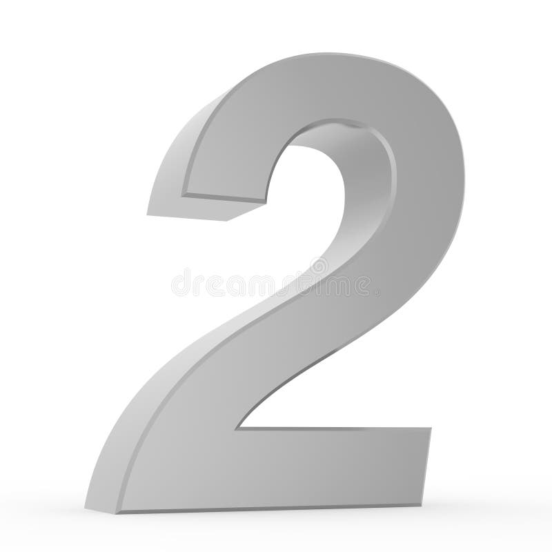 Number 4 Chrome Gray Collection on White Background Illustration 3D ...