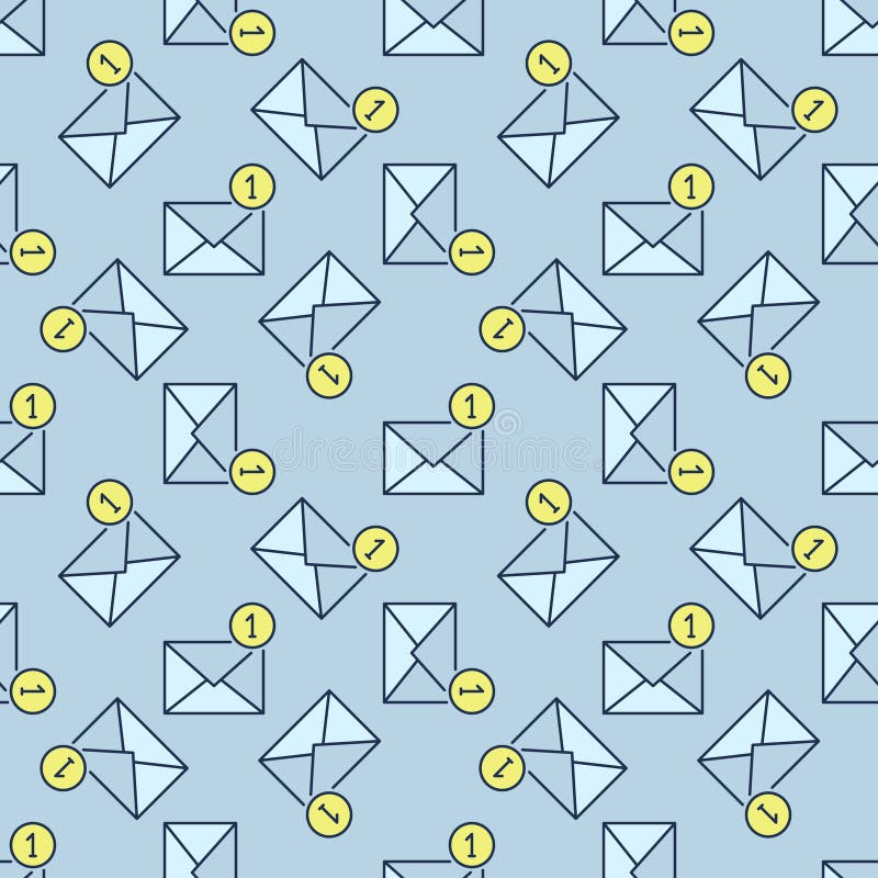 1 Number in Circle and Envelope Vector Colored Seamless Pattern Stock ...