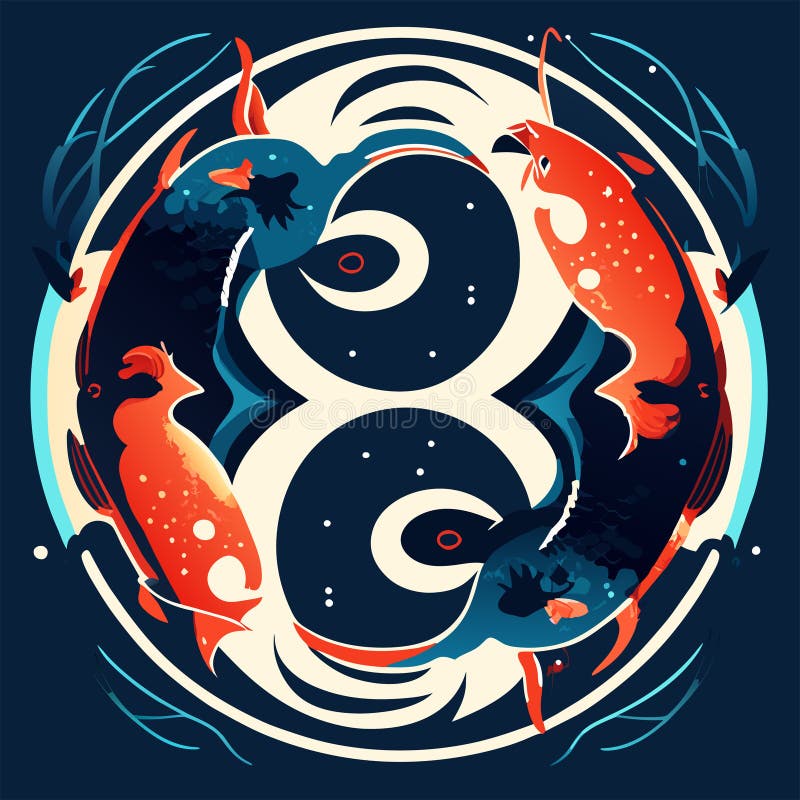Number 8 in a Circle with Koi Fish. Vector Illustration Stock Vector ...