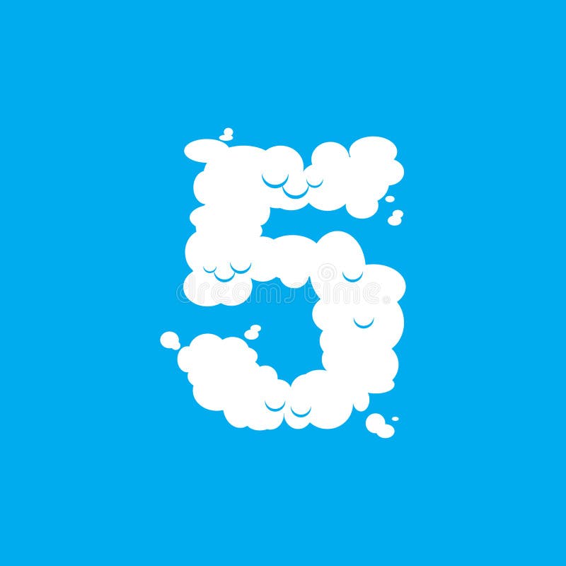 Number 5 Cloud Font Symbol. White Alphabet Sign Five on Blue Sky Stock ...
