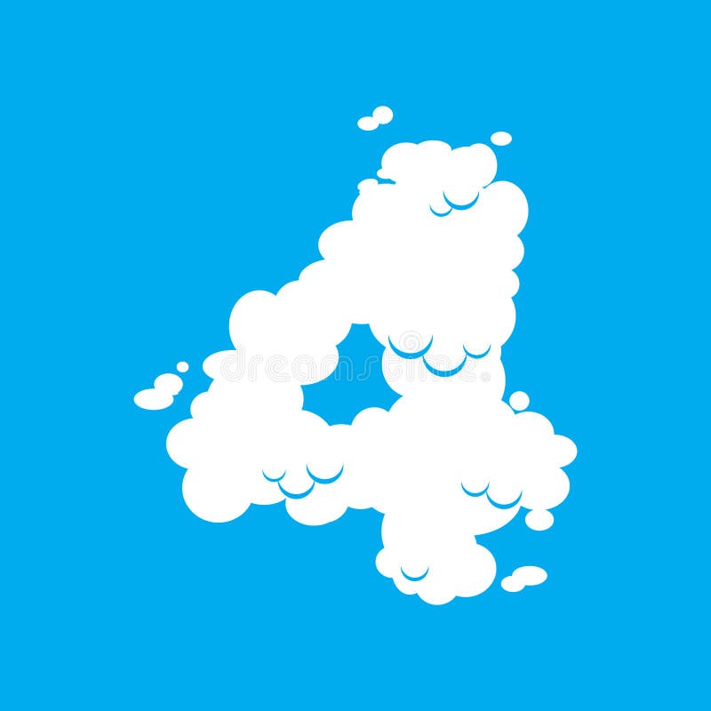 Number 4 Cloud Font Symbol. White Alphabet Sign Four on Blue Sky Stock ...