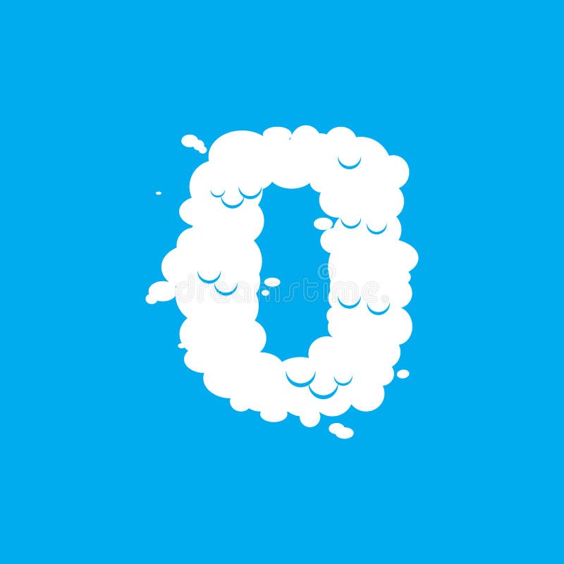 Number 0 Cloud Font Symbol. White Alphabet Sign Zero on Blue Sky Stock ...
