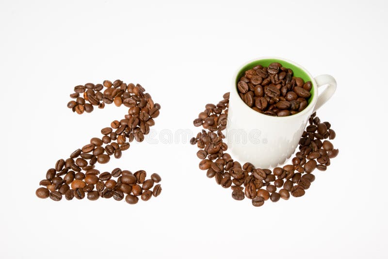 Number from Coffee Beans, Twenty and Cup Stock Photo - Image of ...