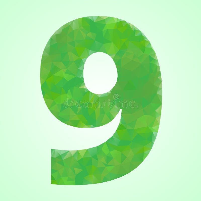 Number 9 Color Green Crystal Stock Vector - Illustration of abstract ...