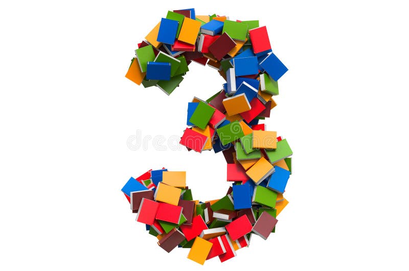 Number 3 from Colored Books. 3D Rendering Stock Illustration ...