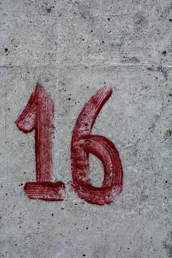 Number 16 on a Colored Concrete Floor Stock Photo - Image of pattern ...