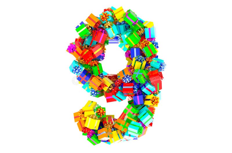 Number 9 Colored Gift Boxes 3d Rendering Stock Photos - Free & Royalty ...