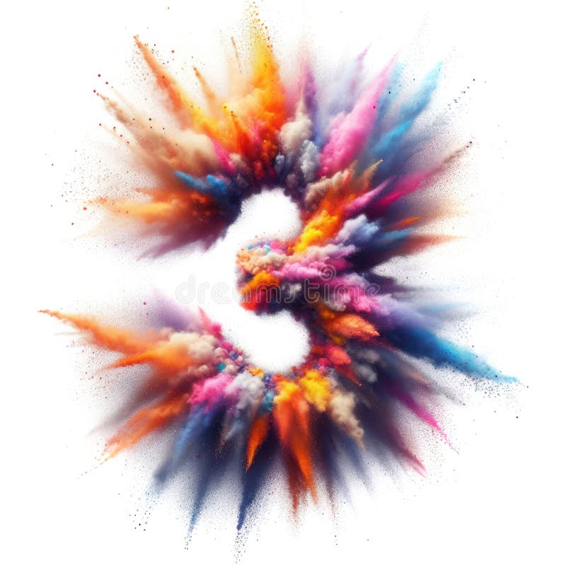 Number 3 - Colored Powder Explosion Isolated on White Background Stock ...